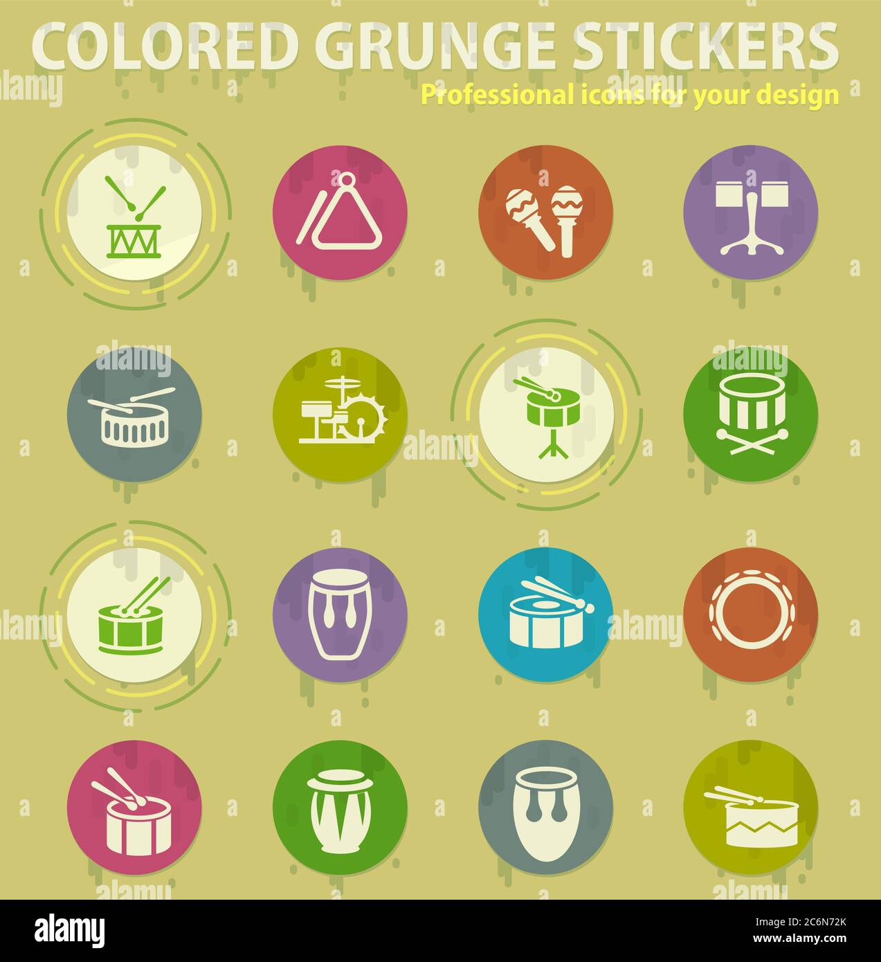 rhythm instruments colored grunge icons Stock Vector Image & Art - Alamy