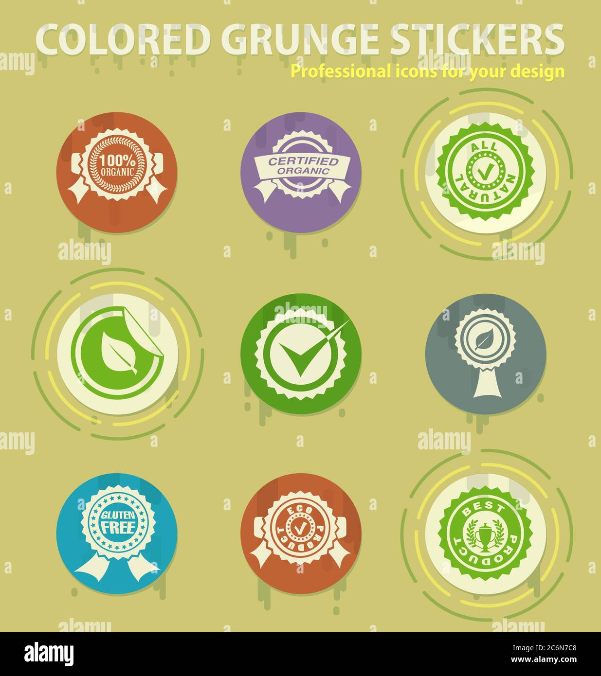 Seals colored grunge icons Stock Vector Image & Art - Alamy