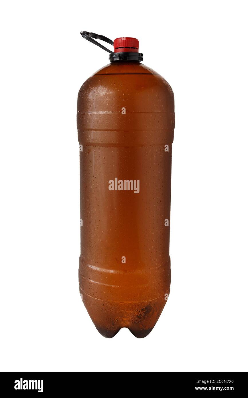 brown plastic bottle isolated on white background. three liters Stock ...