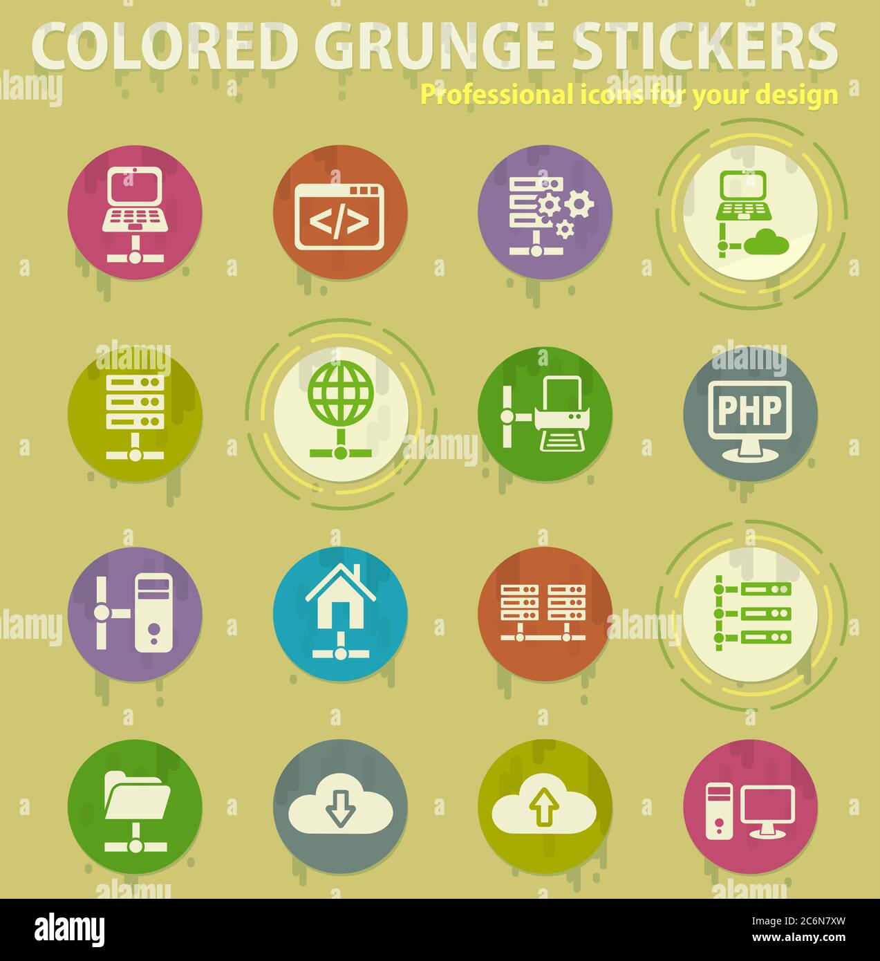 server colored grunge icons Stock Vector Image & Art - Alamy