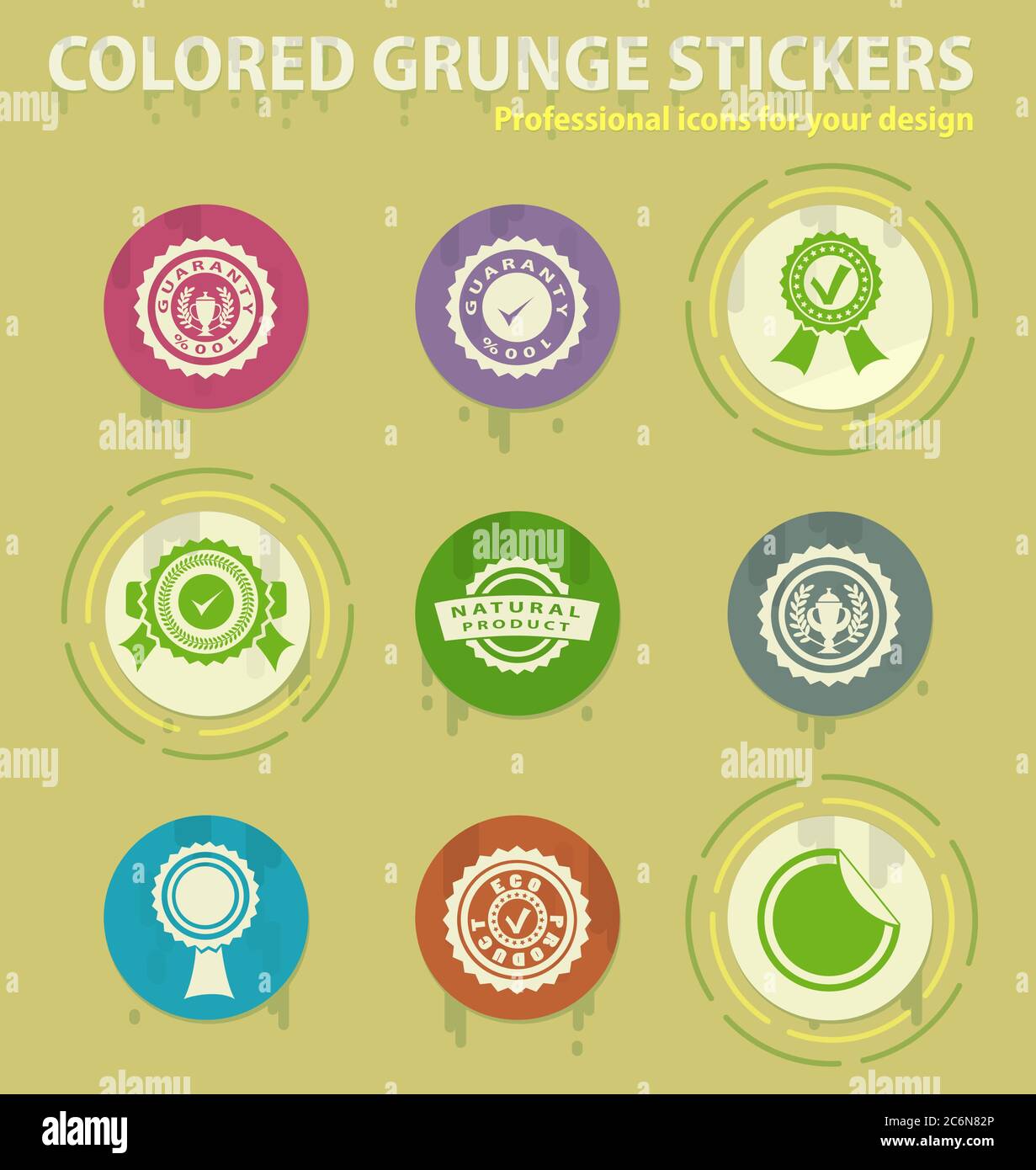 Seals colored grunge icons Stock Vector Image & Art - Alamy