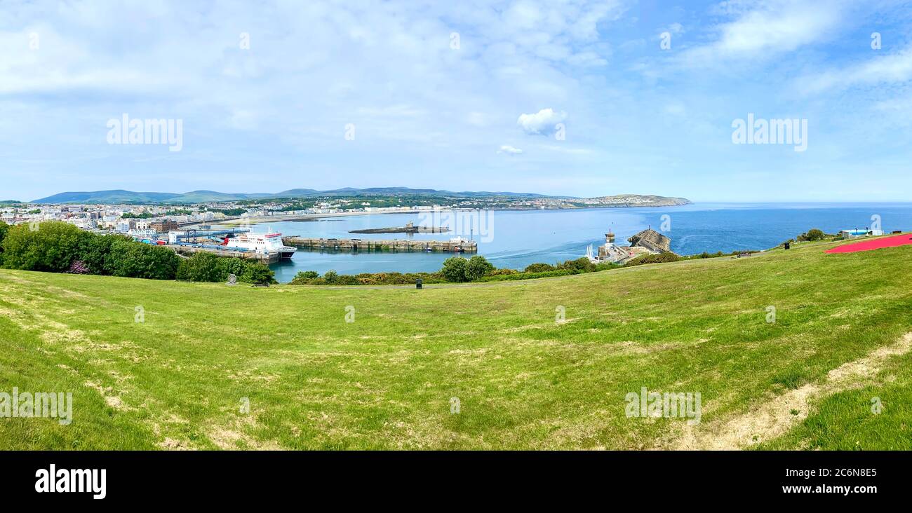 Panorama of Douglas and bay with the ferry terminal and Promenade, Isle ...