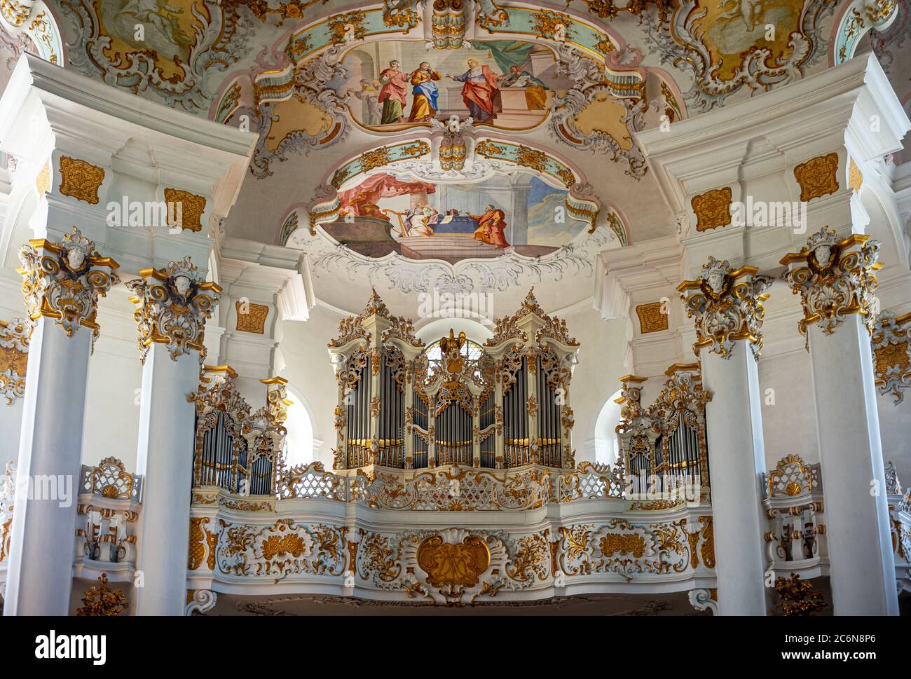 Wies, Germany - July 25, 2018: Bavarian lander, the ancient organ of ...