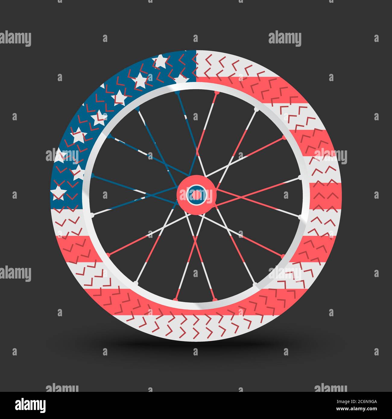 Bicycle wheel with the American flag texture Stock Vector Image & Art ...