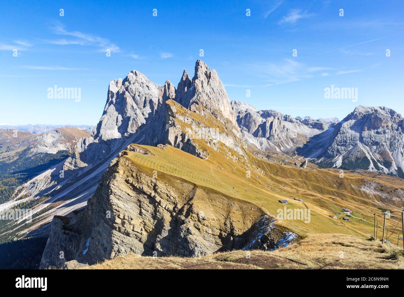 The ridge of Seceda mountain peak, Dolomites National Park, South Tirol ...