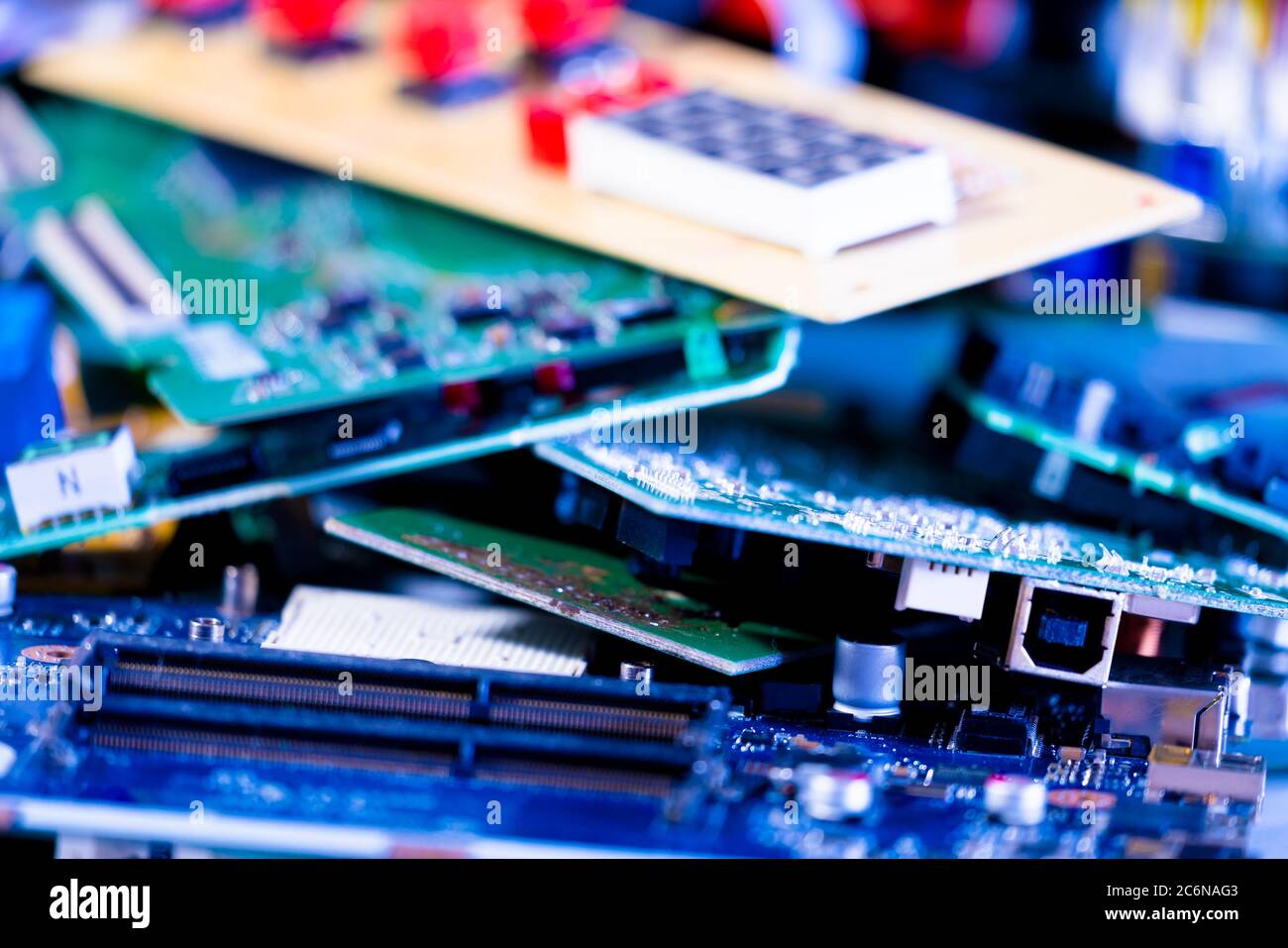 electronic PCB garbage as background from recycle industry and old ...