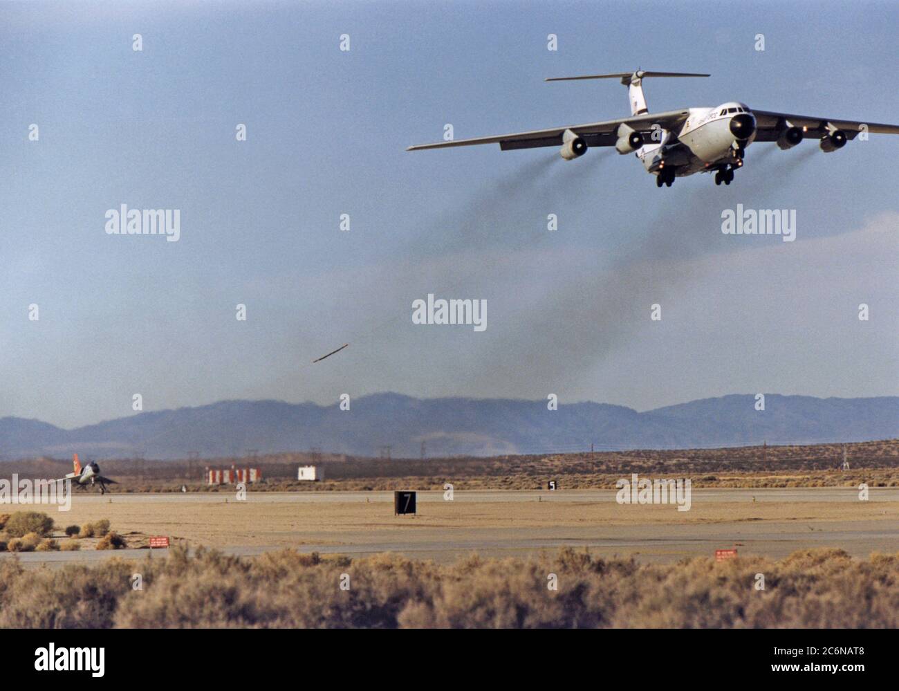 Eclipse project QF-106 and C-141A takeoff on first tethered flight ...