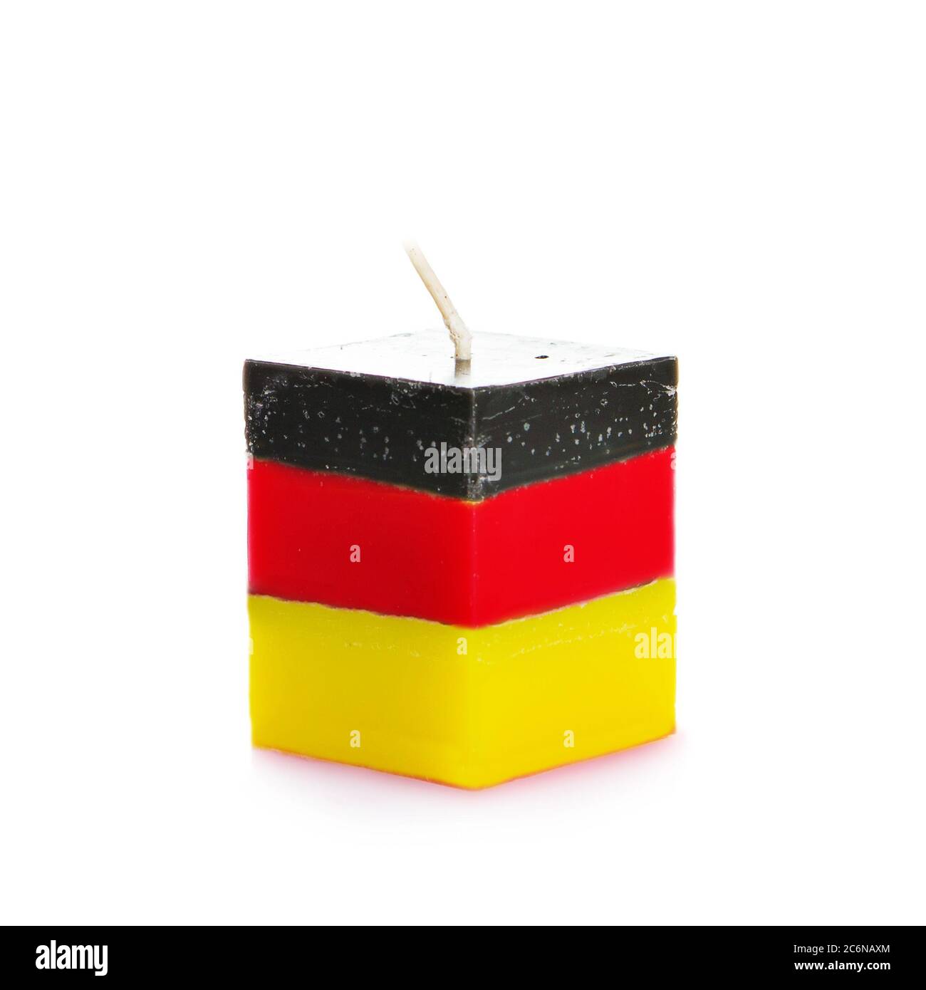 Decorative Handmade candle isolated on white background. Cube-shaped ...