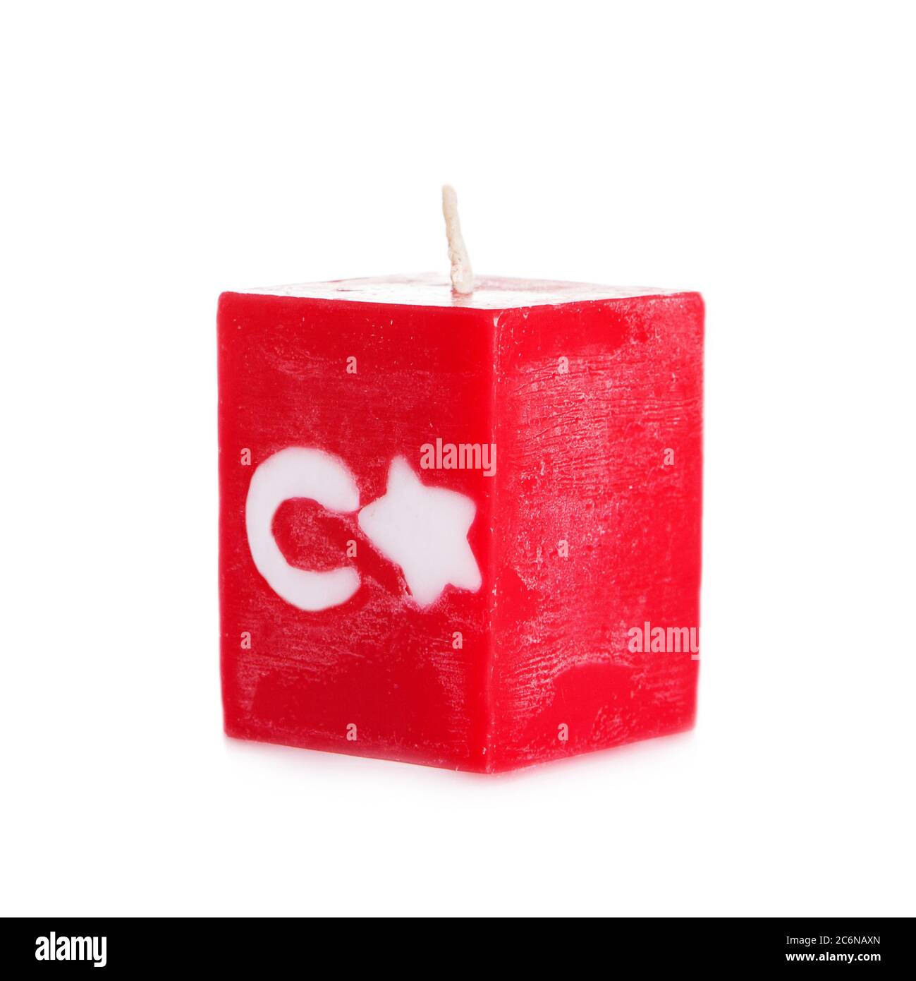 Decorative Handmade candle isolated on white background. Cube-shaped ...