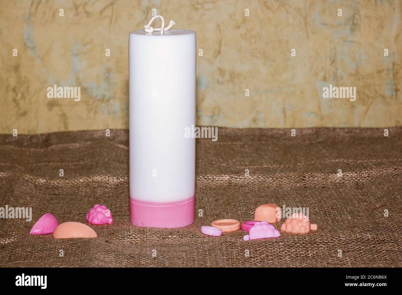 Decorative Handmade candles in the shape of cylinder Stock Photo - Alamy