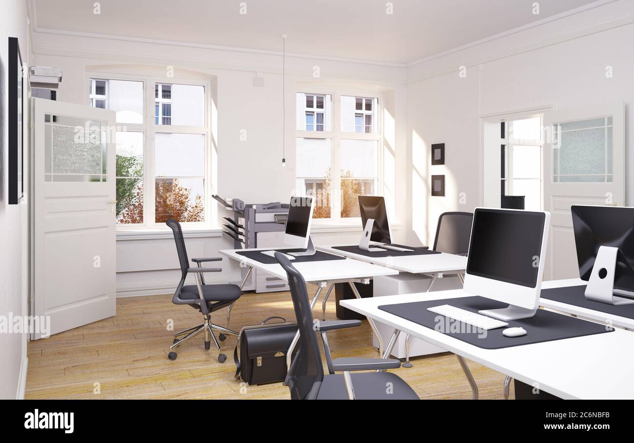 contemporary office interior. 3d rendering design concept Stock Photo ...