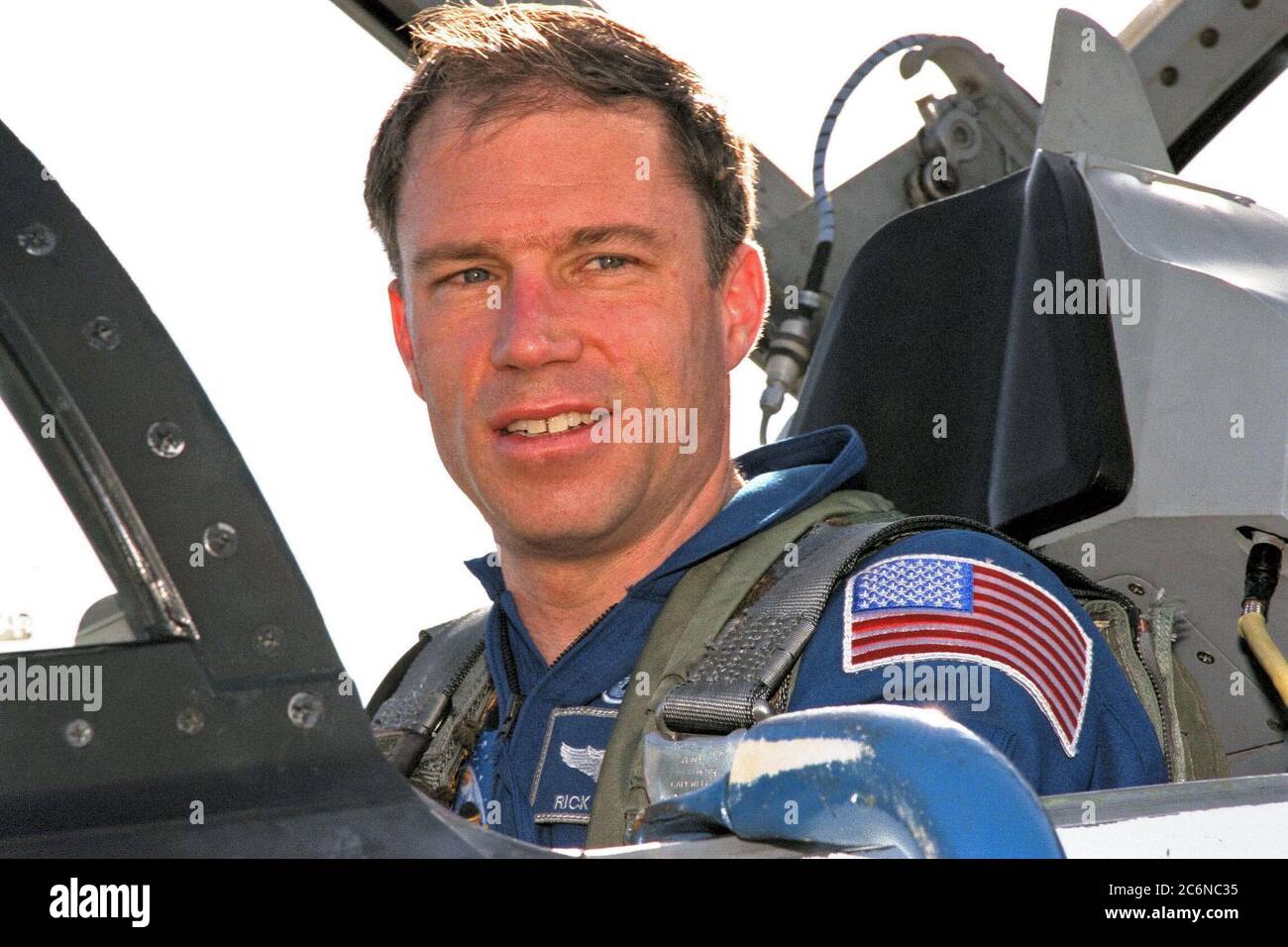 STS-90 Mission Commander Richard Searfoss poses in the cockpit of his T ...