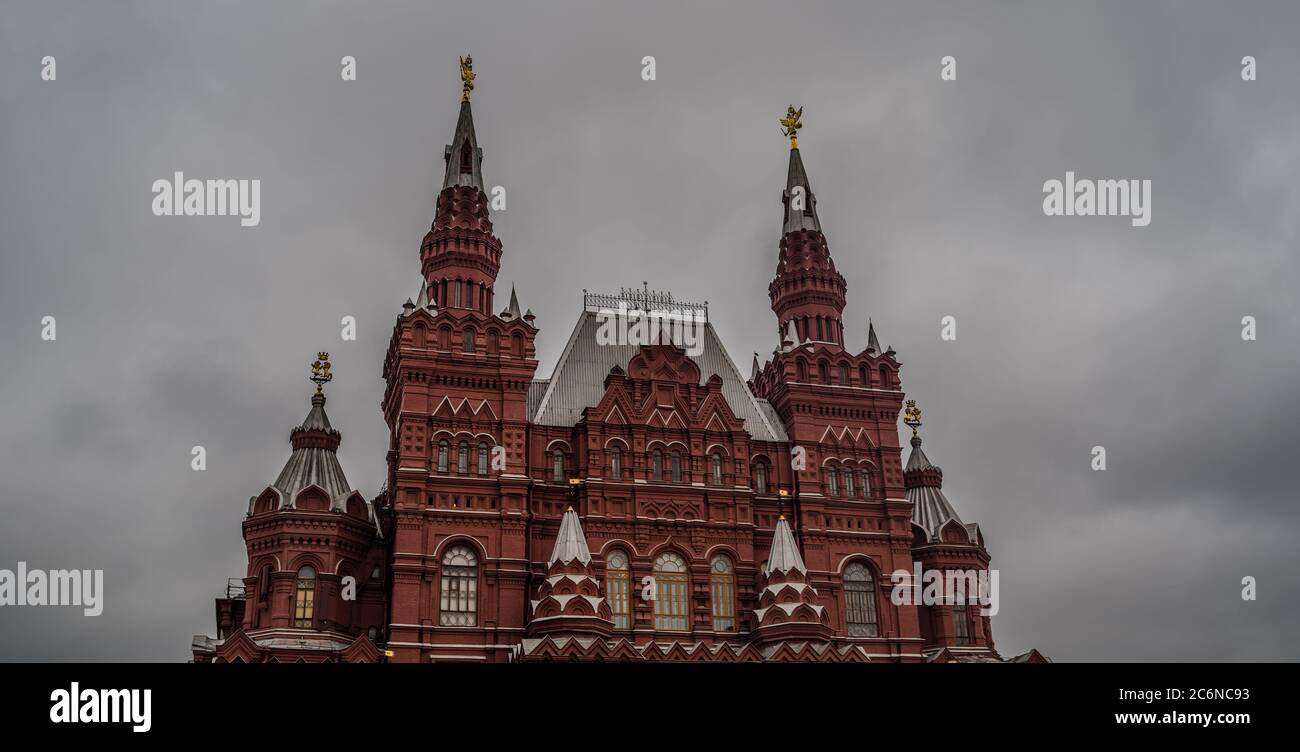 Beautiful historical building in center of old city. Brick structure on ...