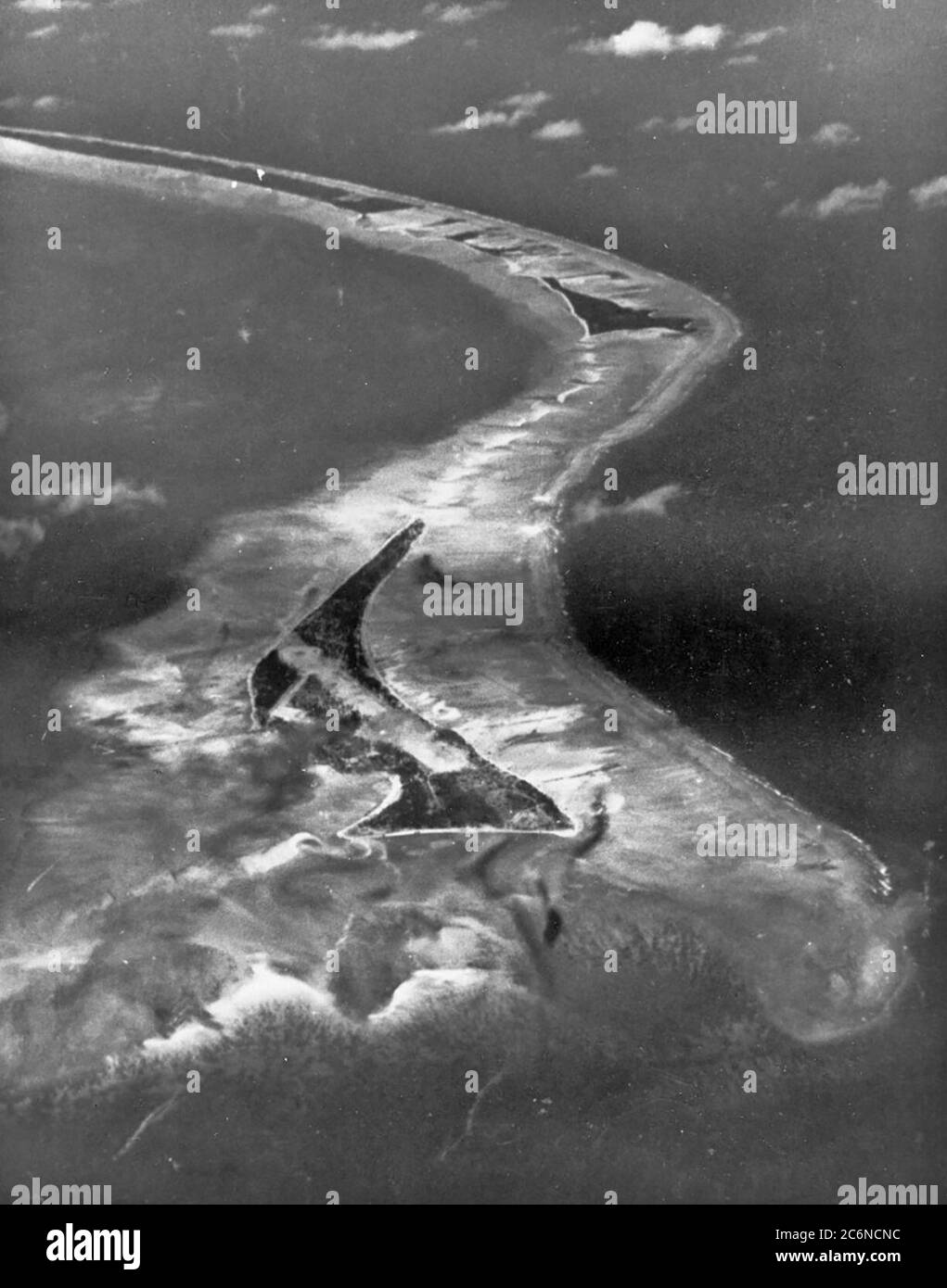 An aerial photograph of the south side of Tarawa Atoll, taken by Navy ...