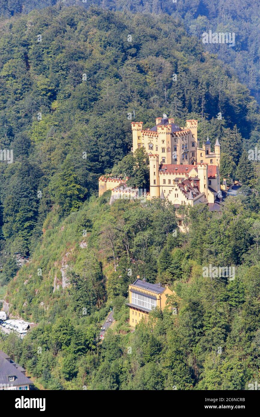 Aerial view of neuschwanstein castle in schwangau hi-res stock ...