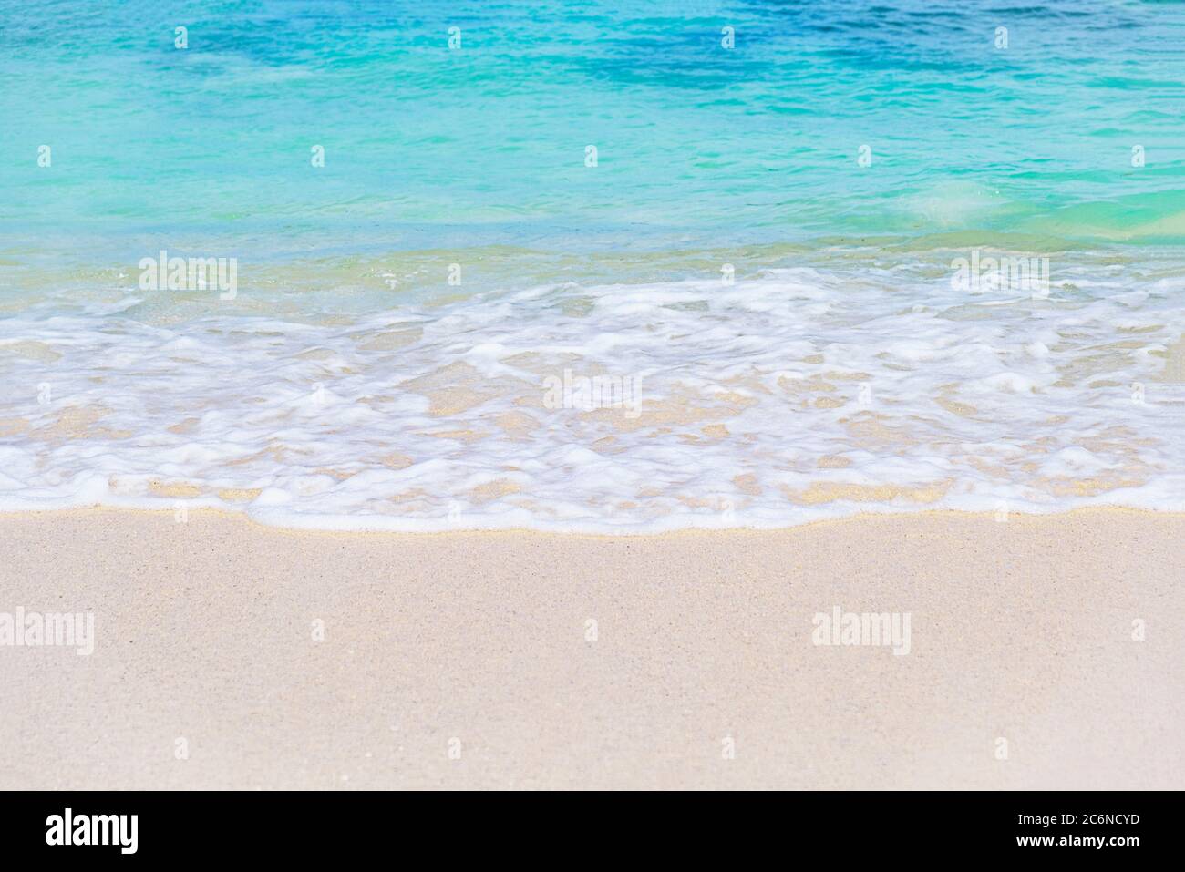 Wave of blue ocean on sandy white beach. texture Background Stock Photo ...