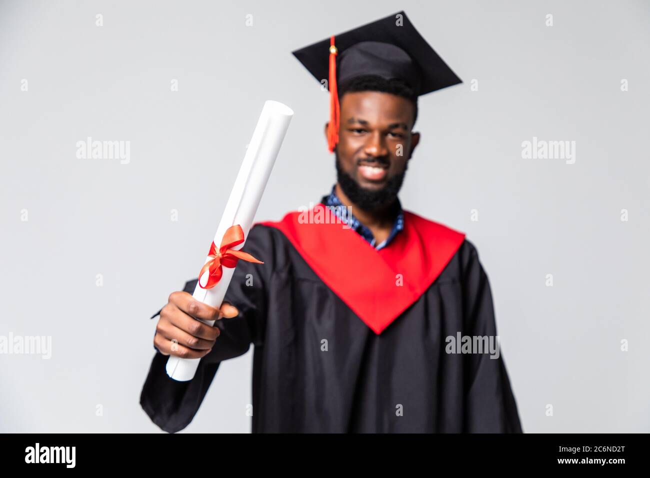 Portrait Of Graduation Man With Diploma Over White Background Stock ...