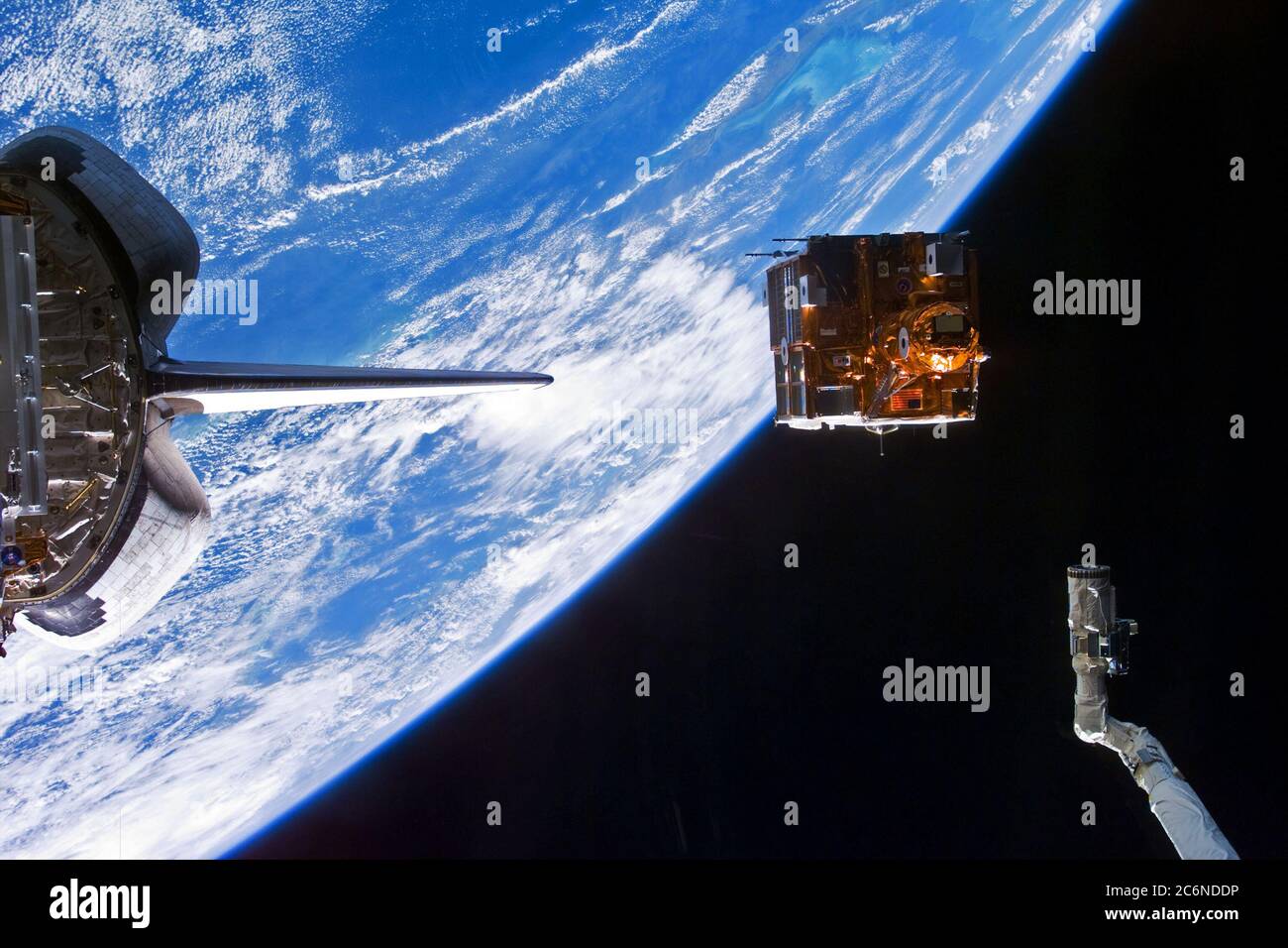 (1 Nov. 1998) --- Backdropped against the blackness of space and Earth ...