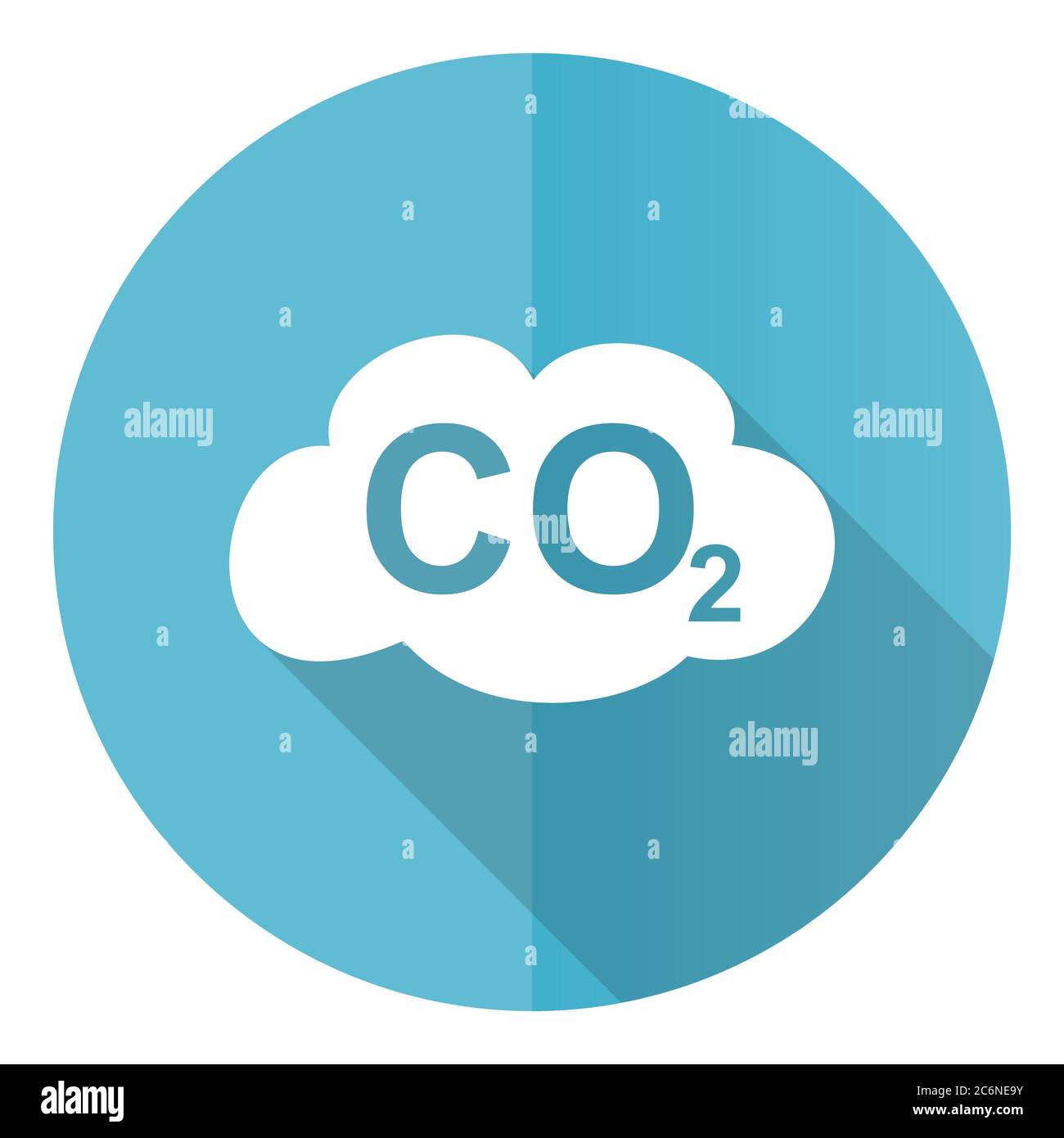 Carbon dioxide vector icon, flat design blue round web button isolated ...