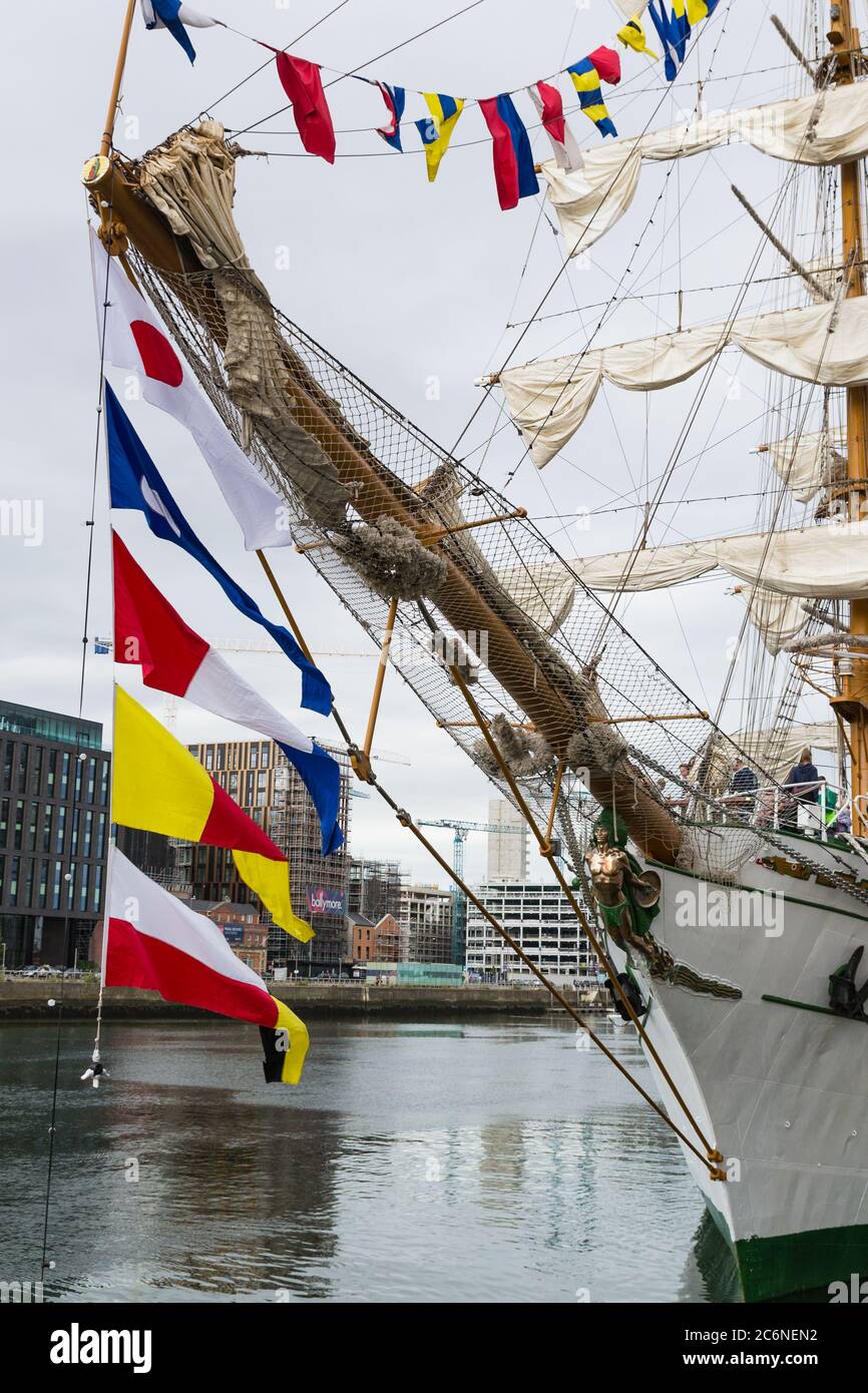 DUBLIN, IRELAND - SEP 08 2019: Mexican sailing ship ARM Cuauhtemoc in ...
