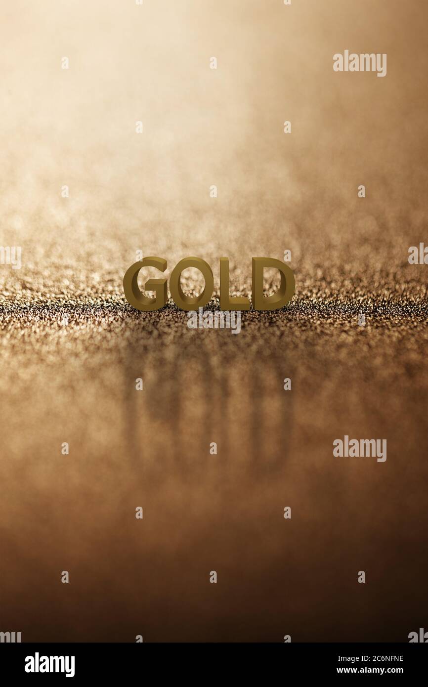 Alphabet gold word block with gold background. 3D rendering Stock Photo ...