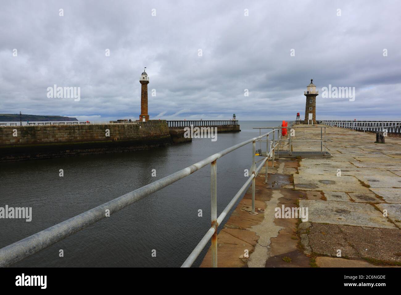 View of the East and West Lighthouses at Whitby, North Yorkshire ...