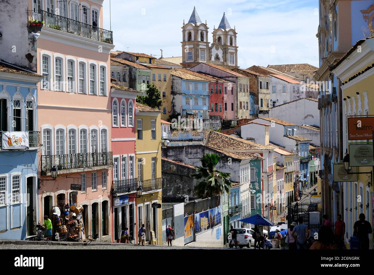 Salvador Bahia Brazil - Colorful old town colonial buildings Stock ...