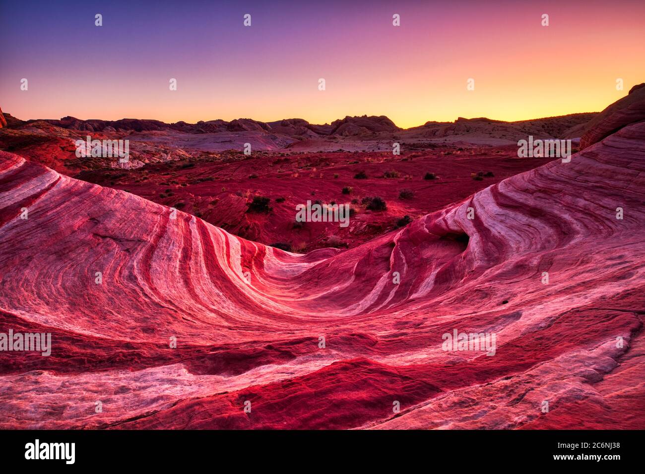 Fire Wave in Valley of Fire State Park at Dusk near Las Vegas, Nevada ...