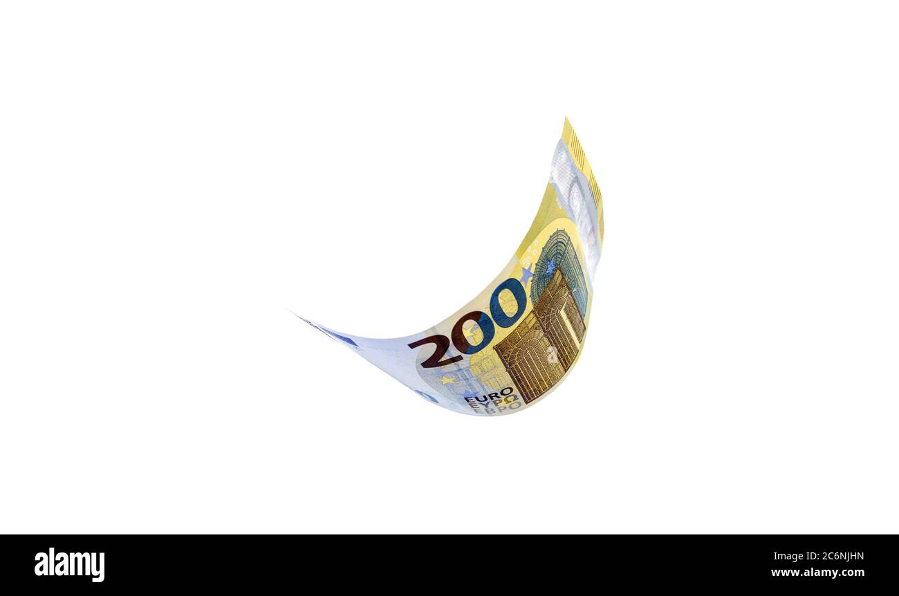 Flying Euro money note over the white background, isolated with ...