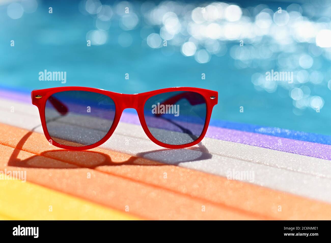 Summer background. Concept for summer and vacation. Red sunglasses by ...