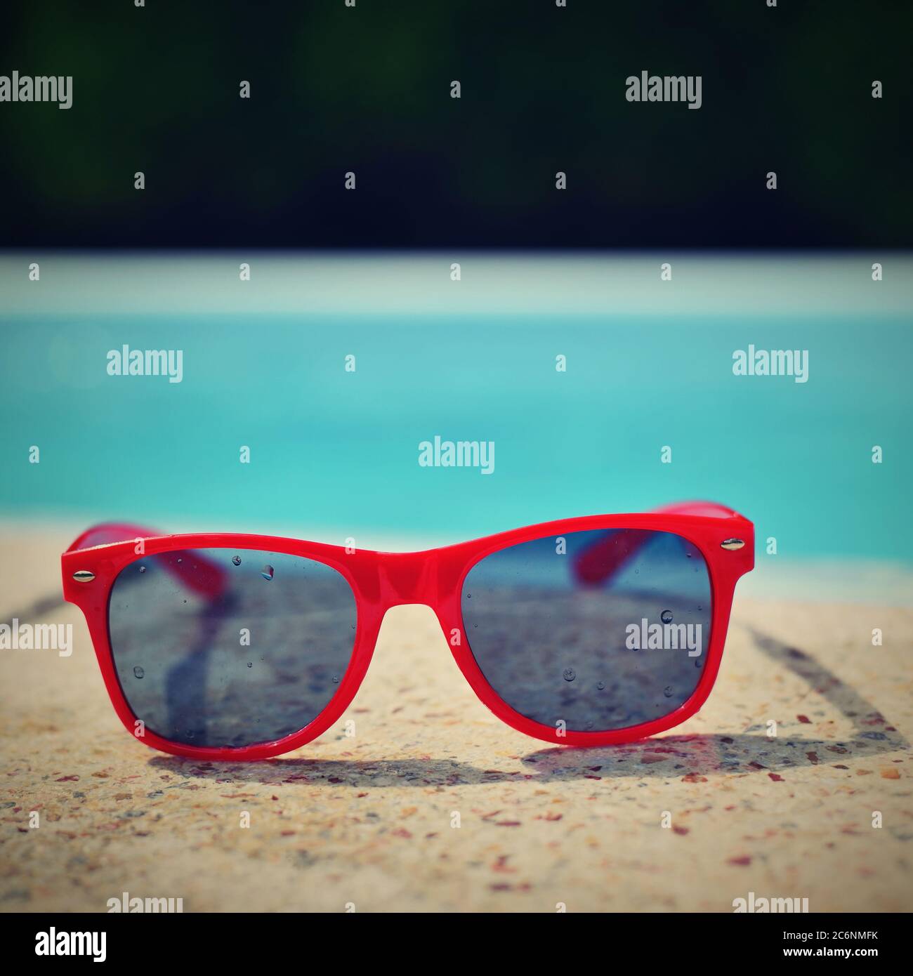 Summer background. Concept for summer and vacation. Red sunglasses by ...