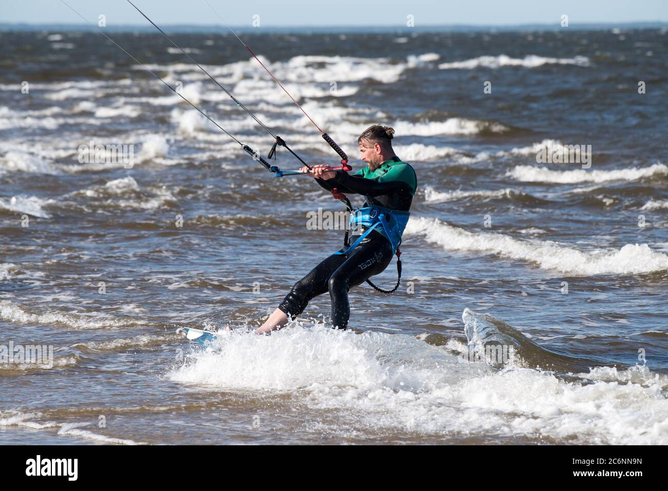 Kitesurfing on Zatoka Pucka (Bay of Puck) in Rewa, Poland May 31th 2020 ...