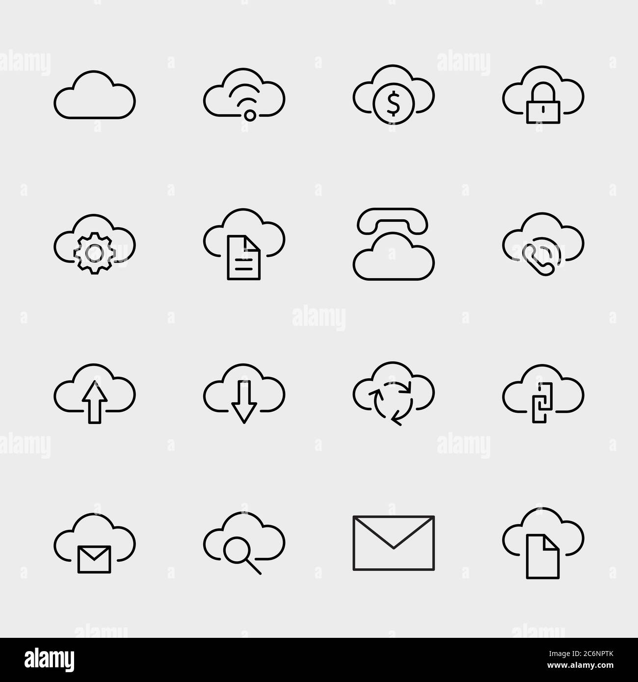 Cloud Vector Line Icon. Symbols to Upload, Download, Link. Editable ...