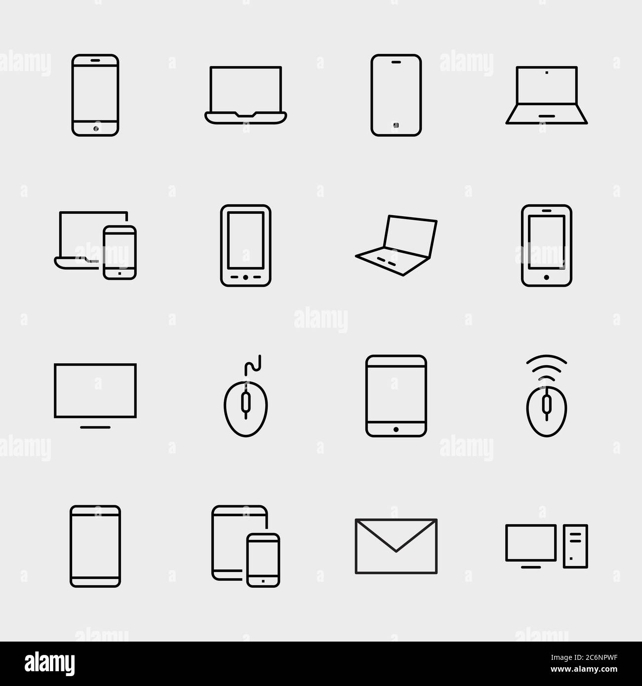 Laptop tablet smartphone computer outline hi-res stock photography and ...