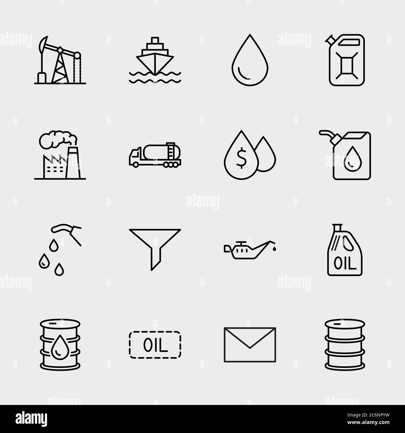 Oil Related Line Icons. Icon Fuel Truck Gas Station, Oil Factory ...