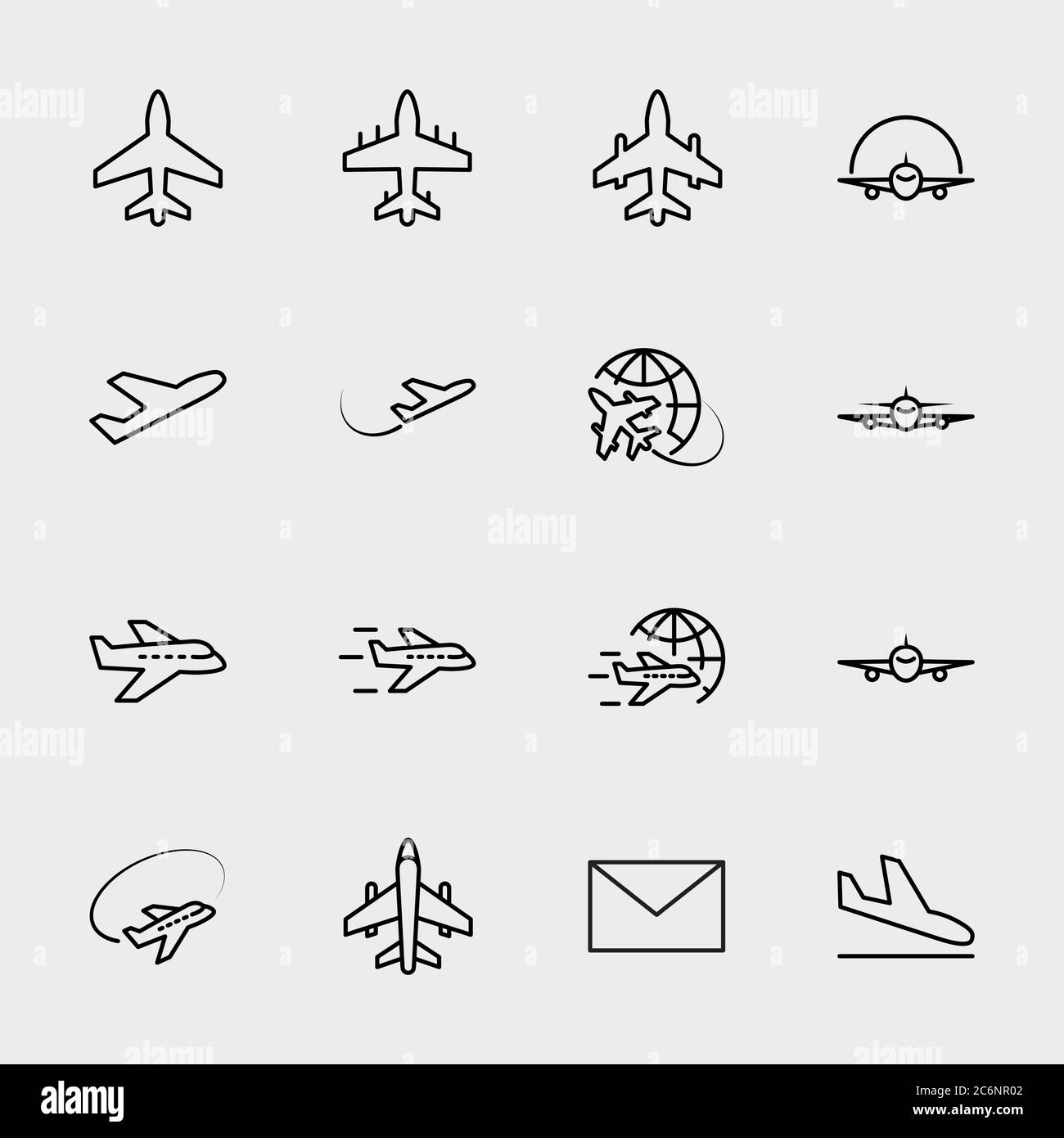 Plane line icon. It contains symbols aircraft, globe and more. Editable ...