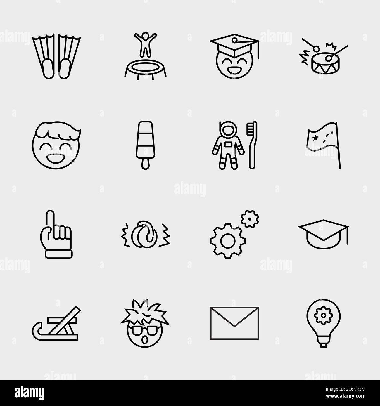 International World Day of Children's Inventions Line Icons. Editable ...