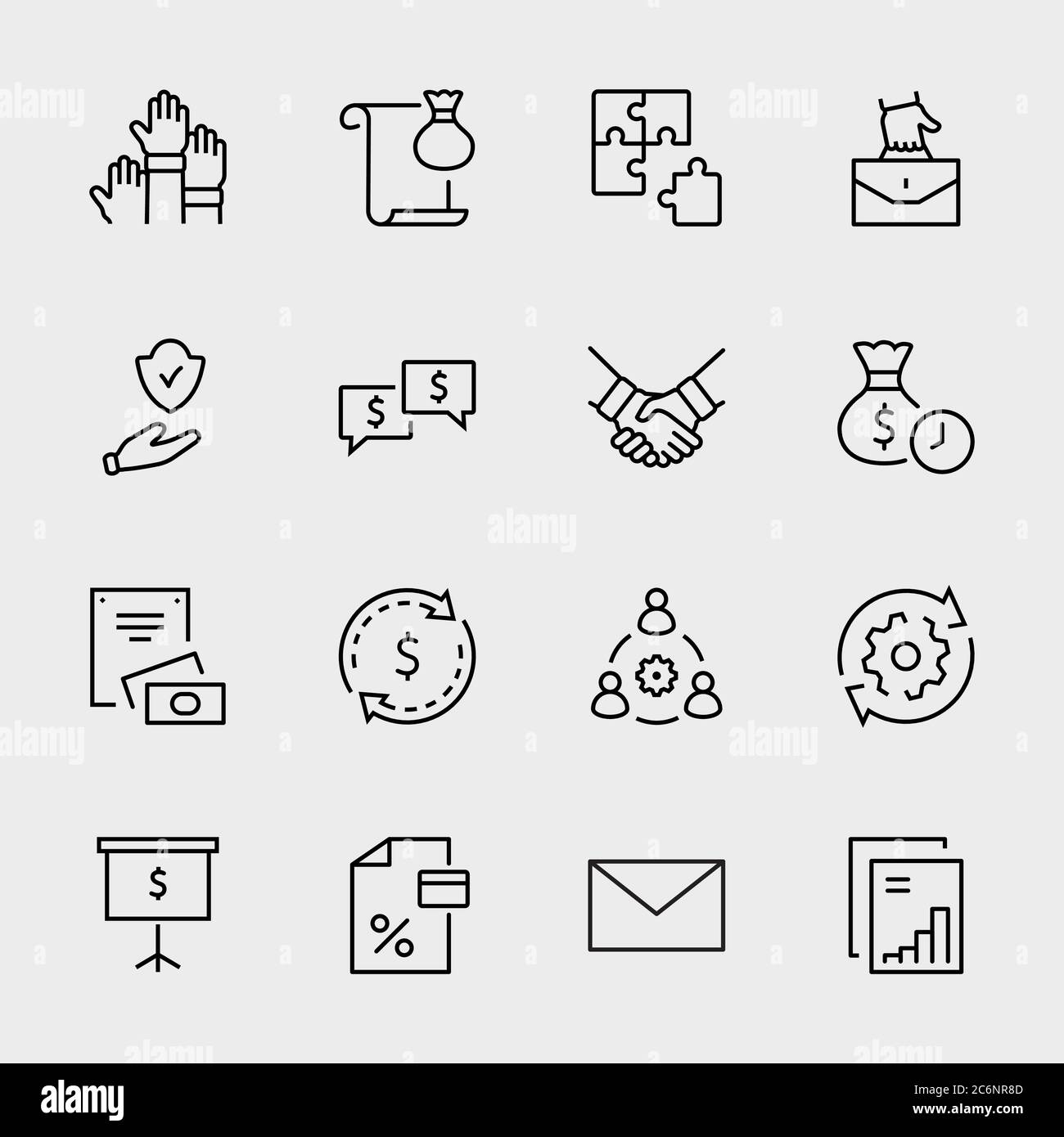 Business assistance line icons Black and White Stock Photos & Images ...