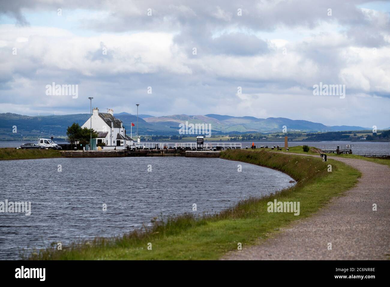 Sea Lock House at the entrance to the Caledonian Canal at Clachnaharry ...