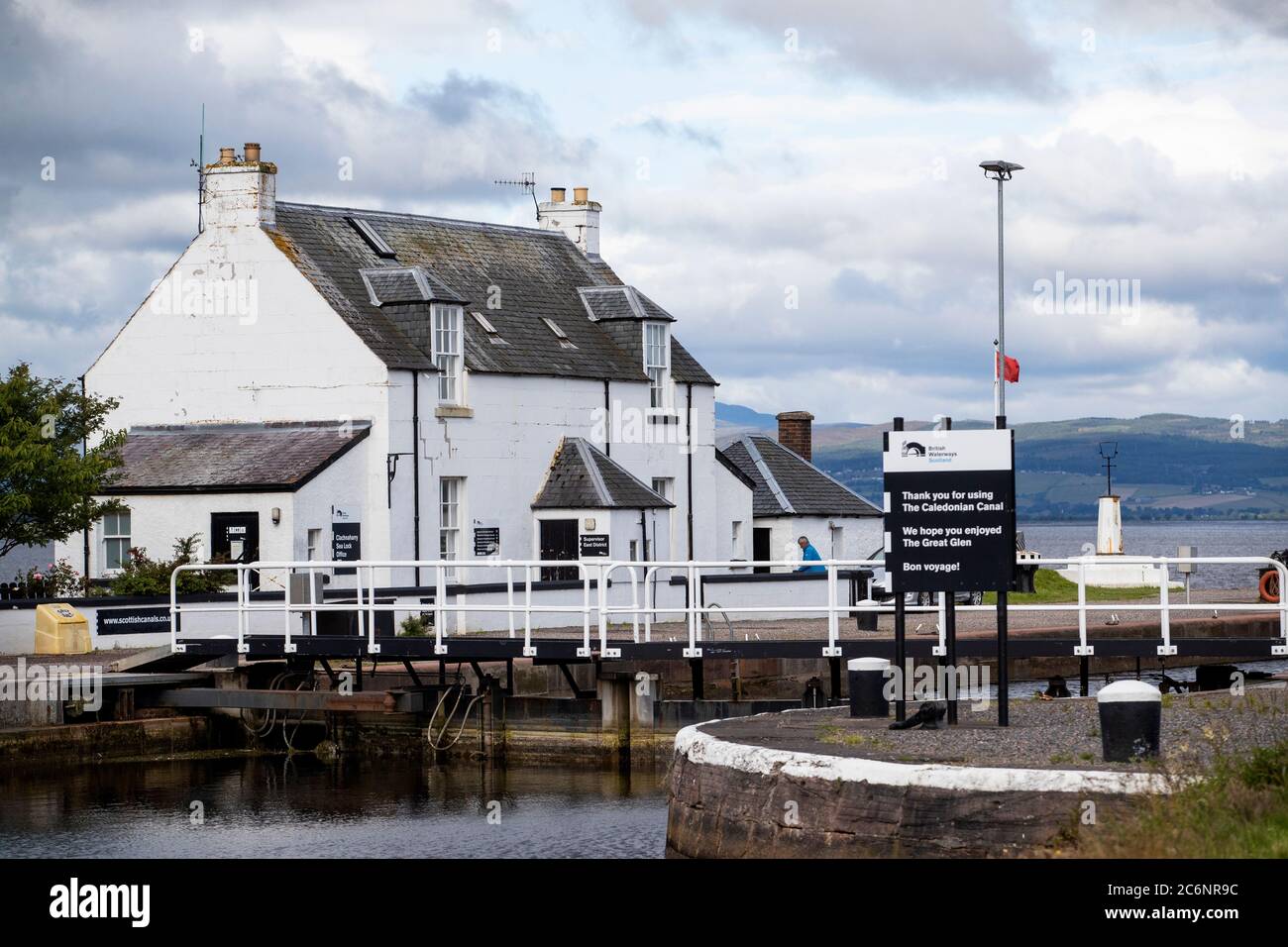 Sea Lock House at the entrance to the Caledonian Canal at Clachnaharry ...
