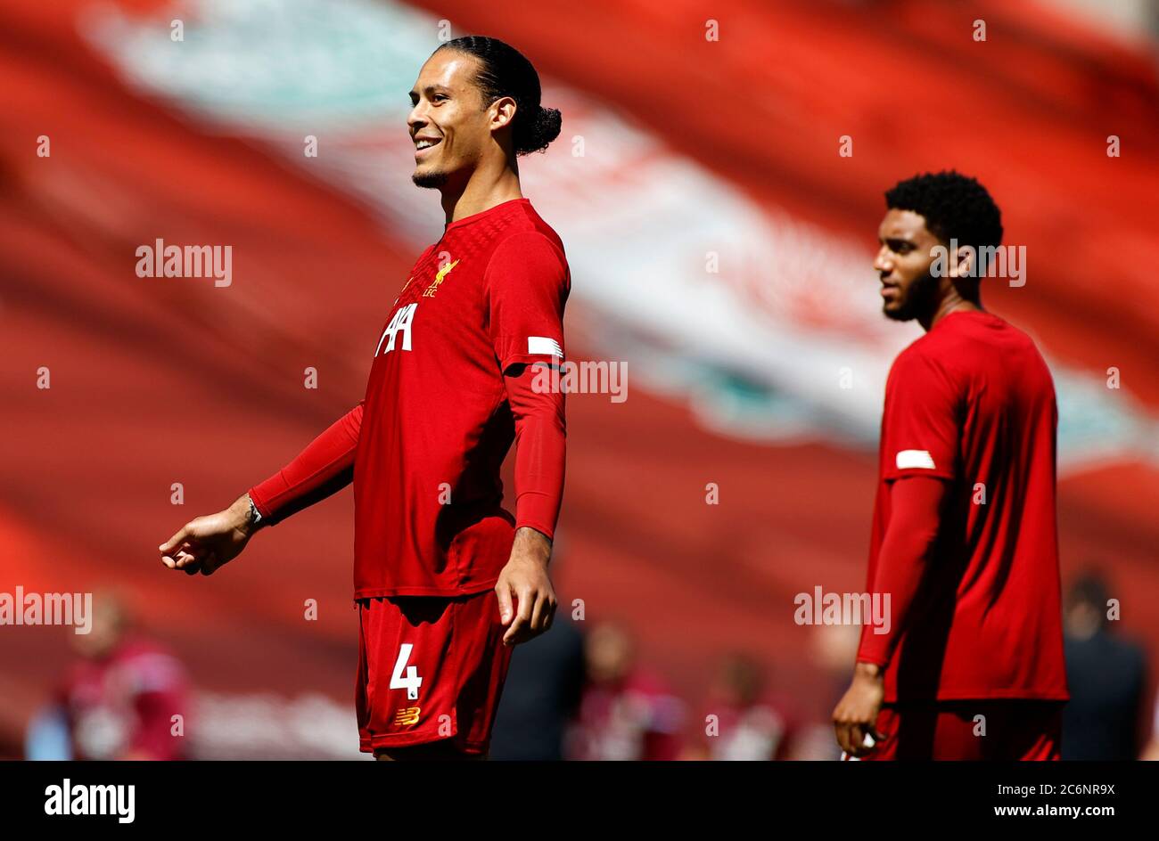 Liverpool's Virgil van Dijk warming up prior to kick-off during the ...