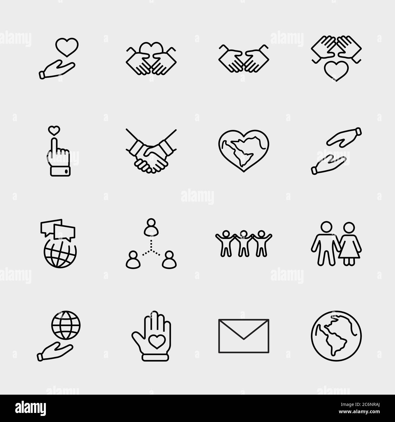 White line globe people icon hi-res stock photography and images - Alamy