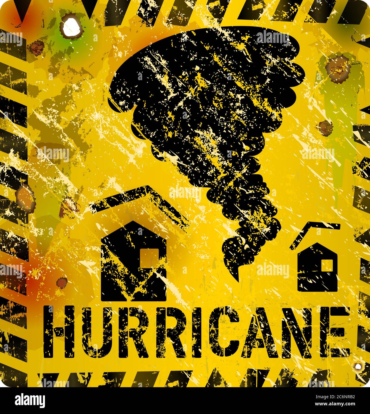 Grungy distressed hurricane warning sign, vector Stock Vector Image ...