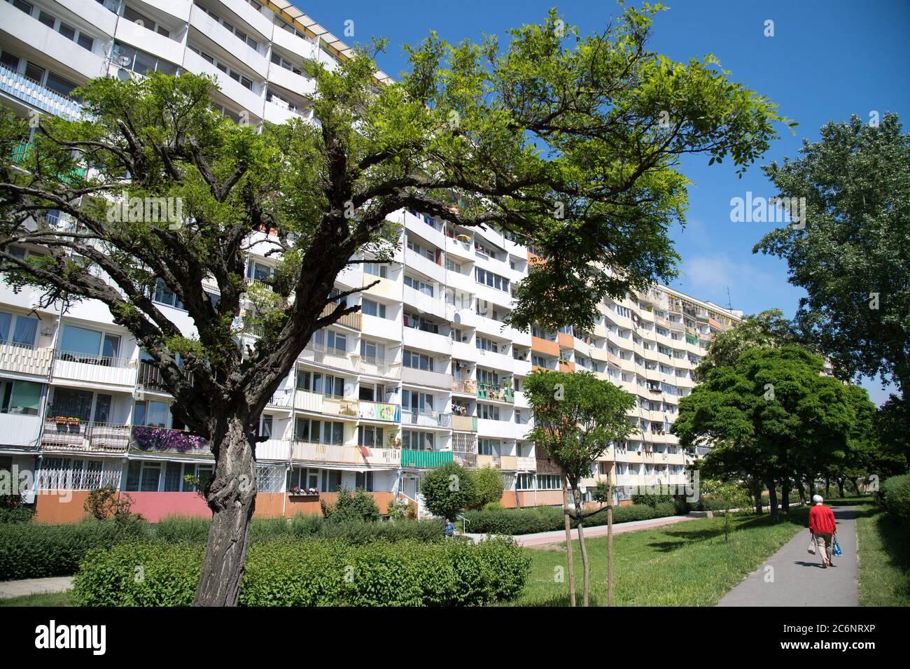 Communist era apartment wavy shape building falowiec in Gdansk ...