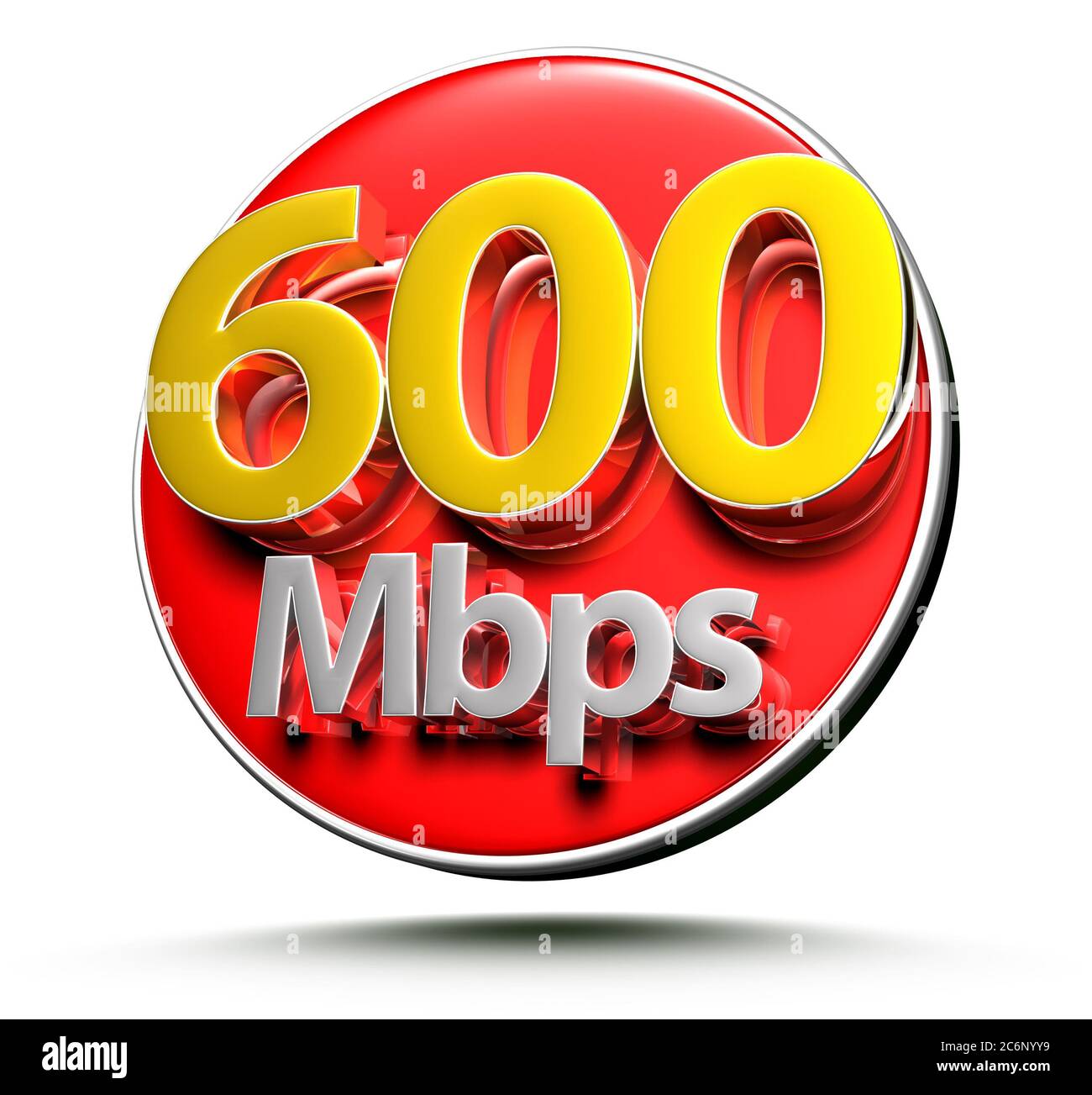 3d illustration 600 mbps Red circle on white background.(With Clipping ...