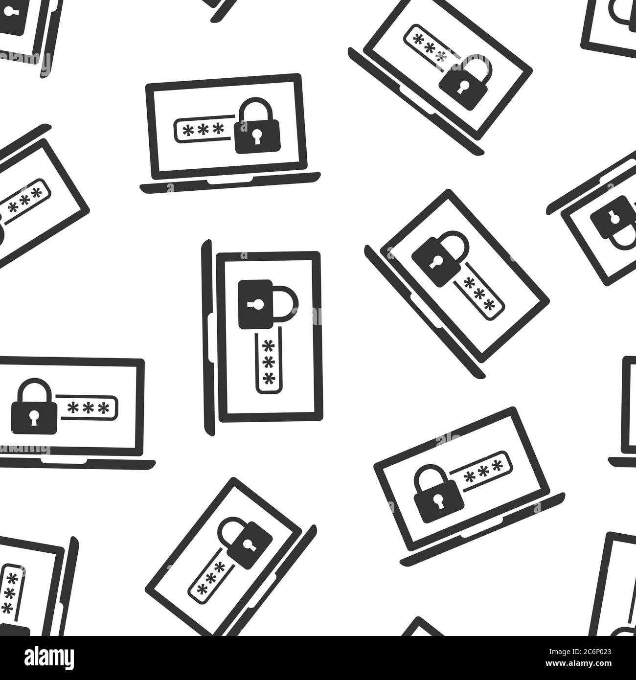 Laptop with password icon in flat style. Computer access vector ...