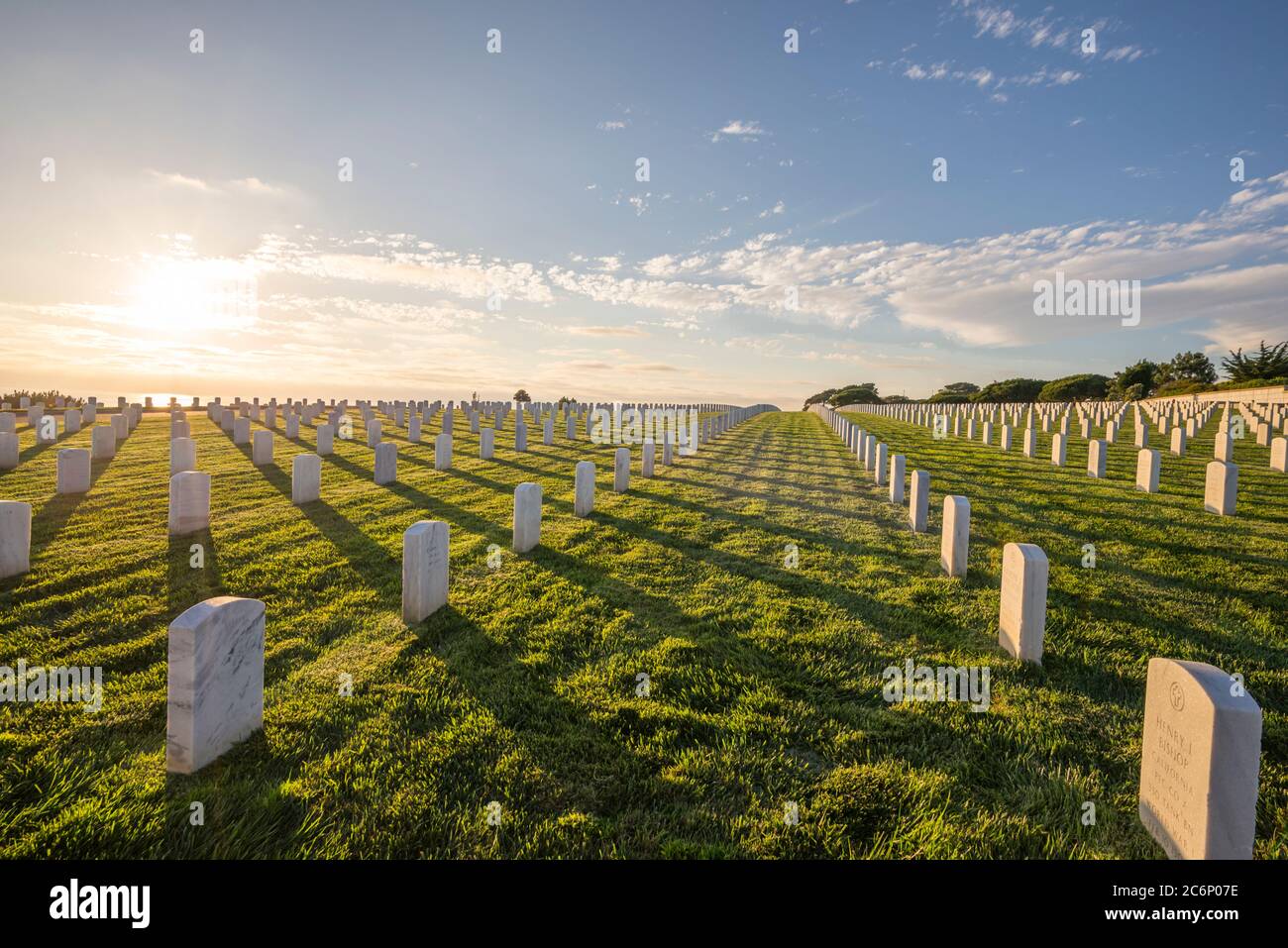 View of Fort Rosecrans National Cemetery photographed prior to sunset ...