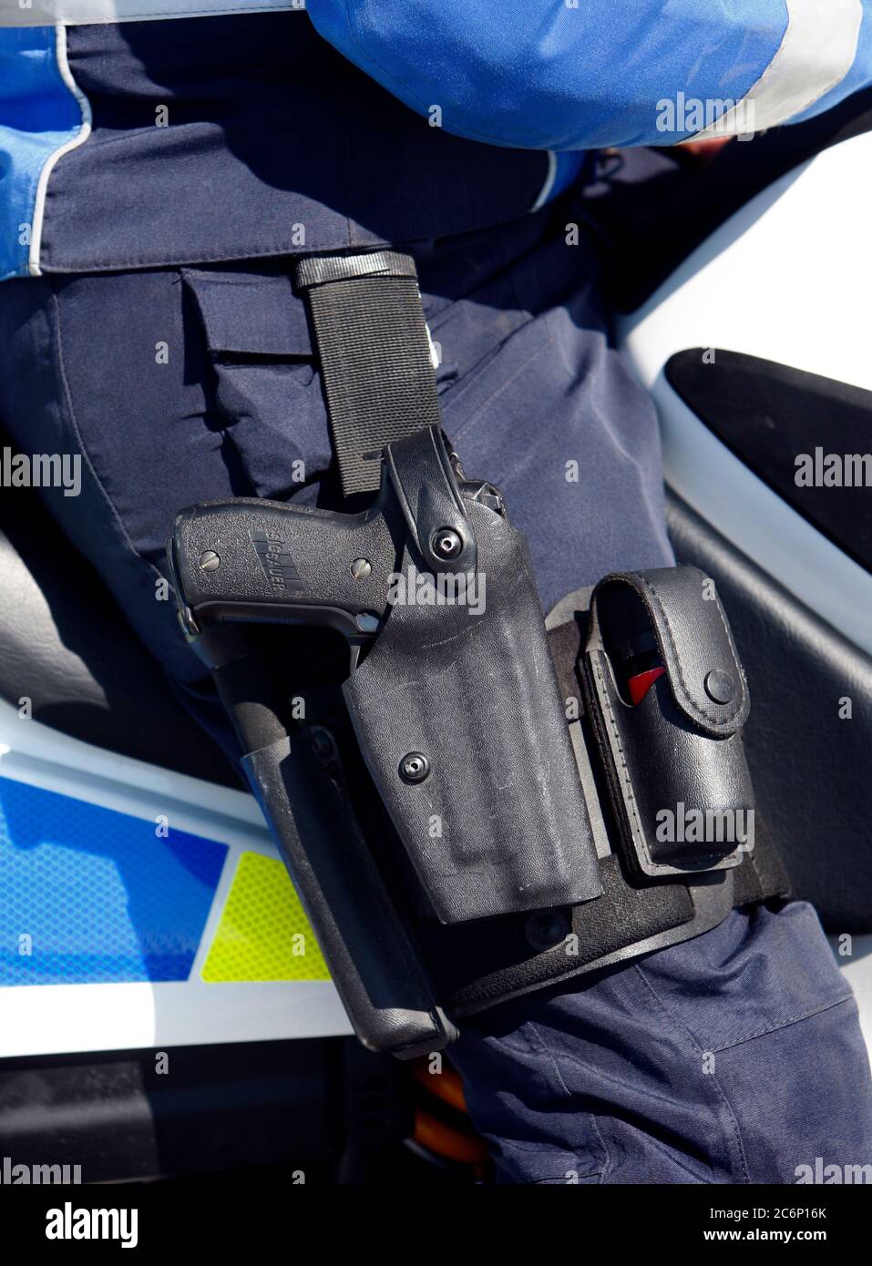 Traffic police, on a police motorcycle, which monitors traffic along ...