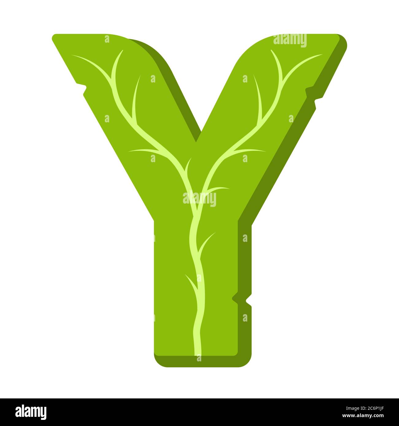 Letter Y, green leaves summer vector alphabet. The simple logo of ...