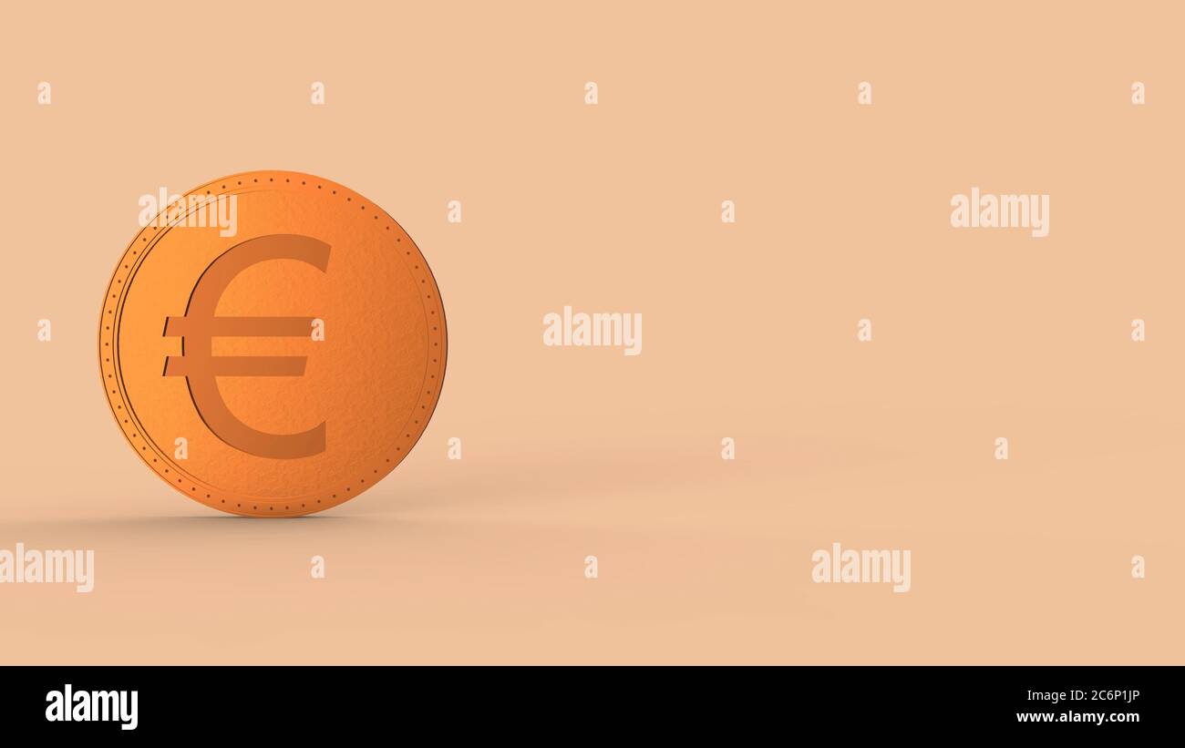 Orange euro coin sign Isolated with black background. 3d render ...